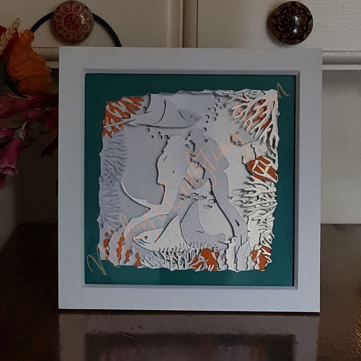 Scuba Diving With Rays 3D Shadow Box Svg,light Box Template,digital ...