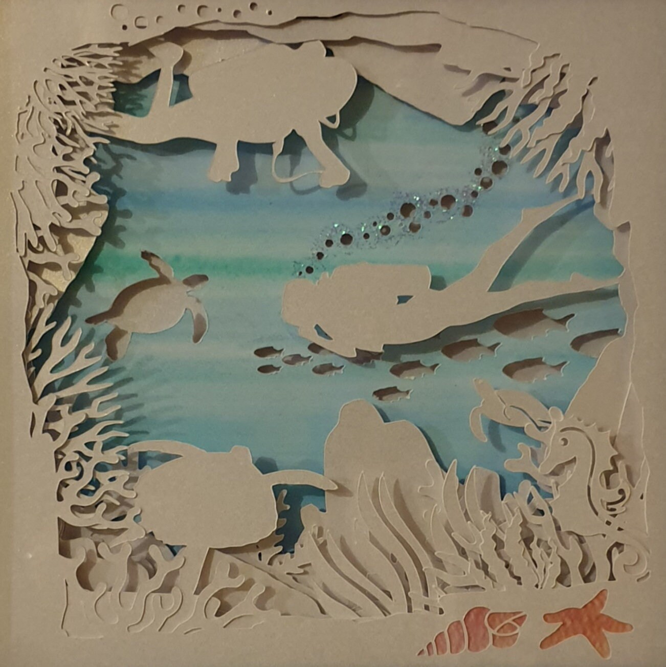 Scuba Diving3d Shadow Box Svglight Box Templatediy Paper - Etsy