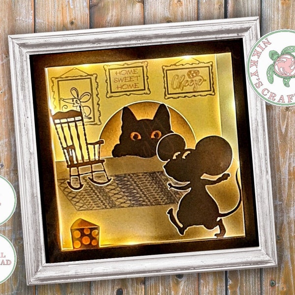 Cat Shadow Box Svg - Etsy Australia