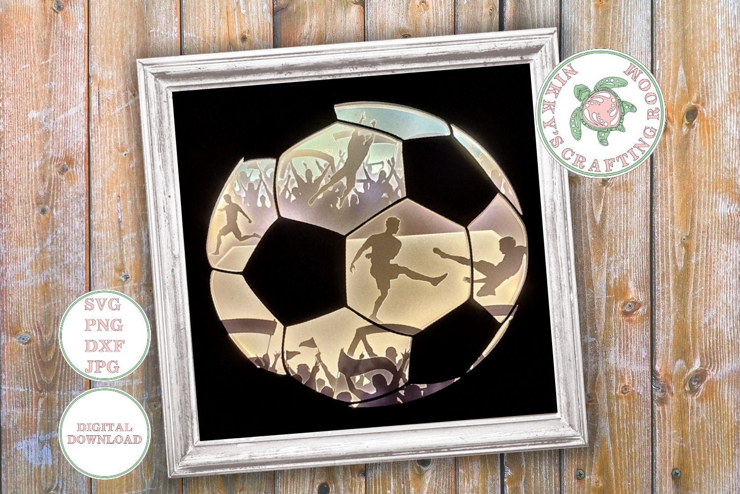 Football Soccer 3D Shadow Box Svg,light Box Template, Cricut,silhouette ...
