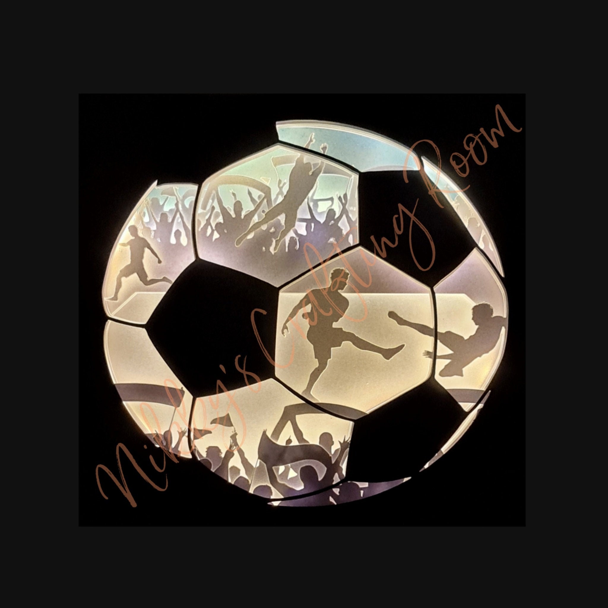 Football Soccer 3D Shadow Box Svglight Box Template - Etsy