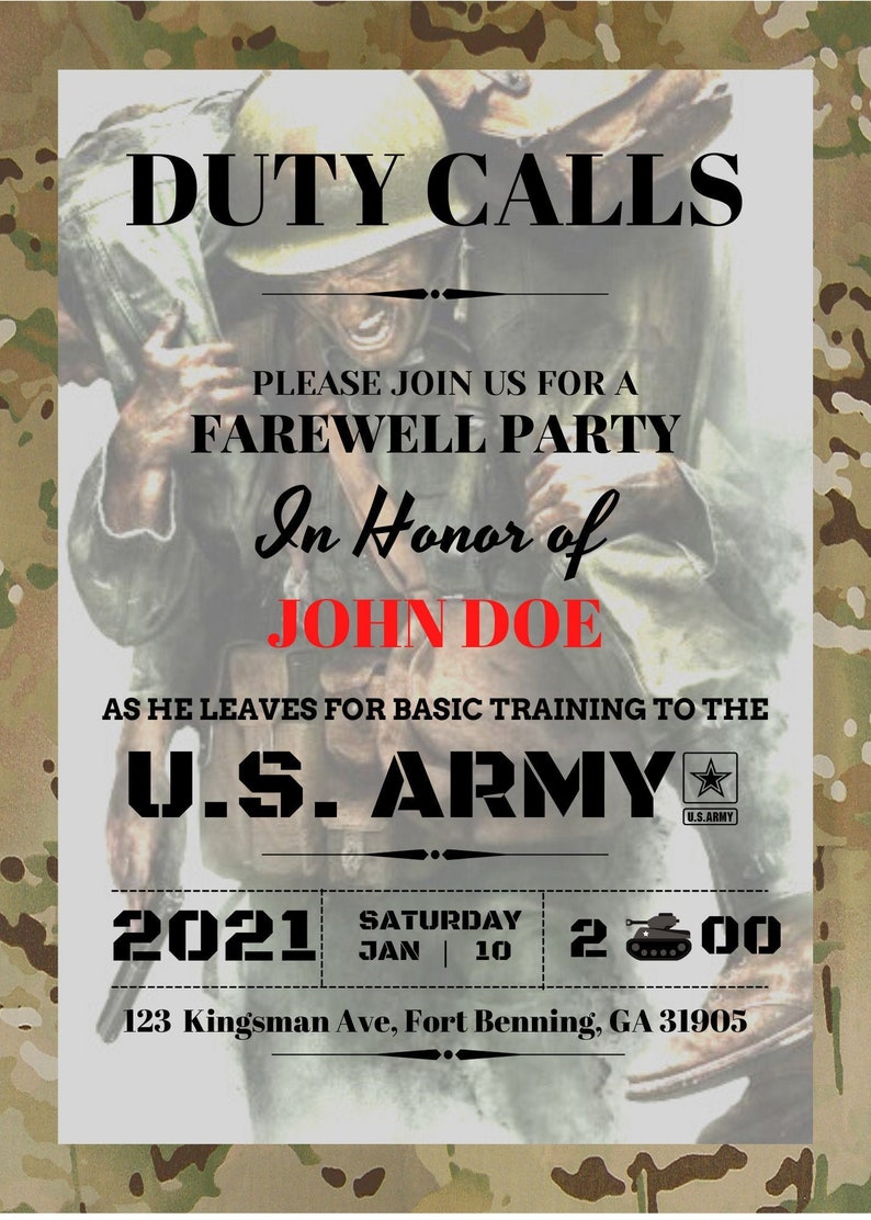 Duty Calls, Military Farewell Party, Basic Training, Army - Etsy