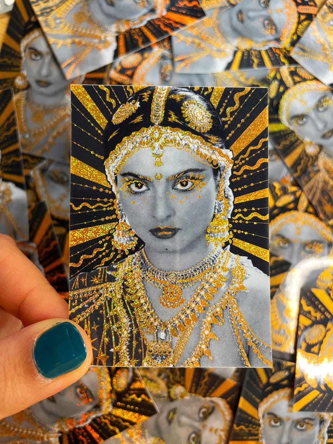 Glitter Golden Girl Rekha Glossy Sticker - Etsy