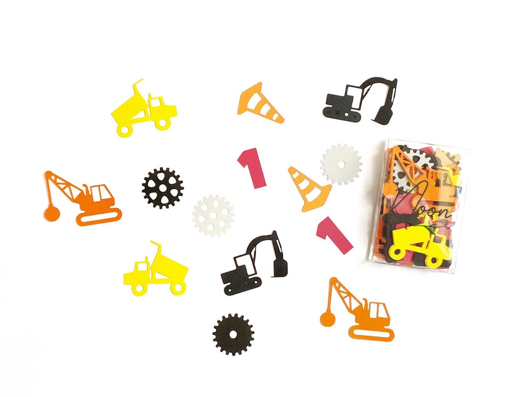 Construction Confetti, Digger, Dump Truck, Wrecking Ball Crane ...