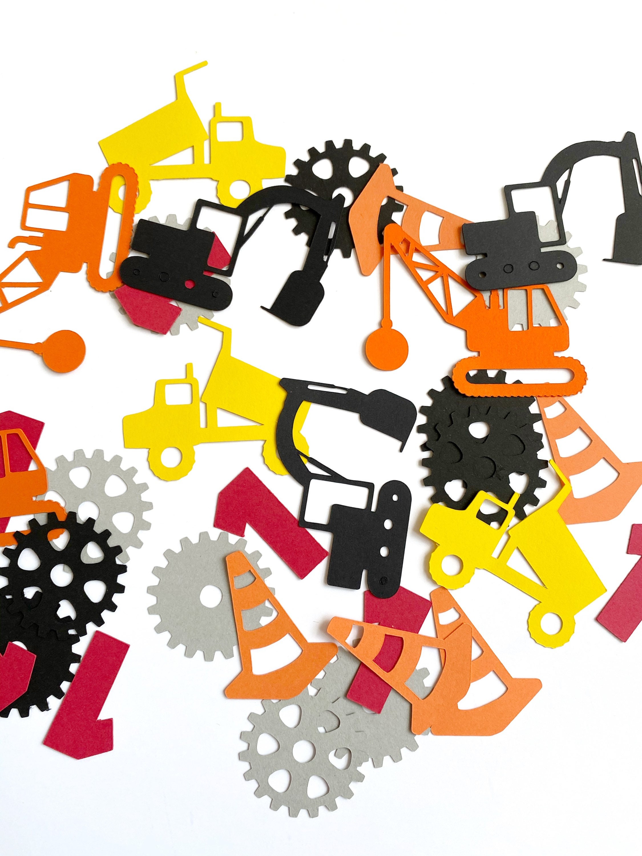 Construction Confetti, Digger, Dump Truck, Wrecking Ball Crane ...