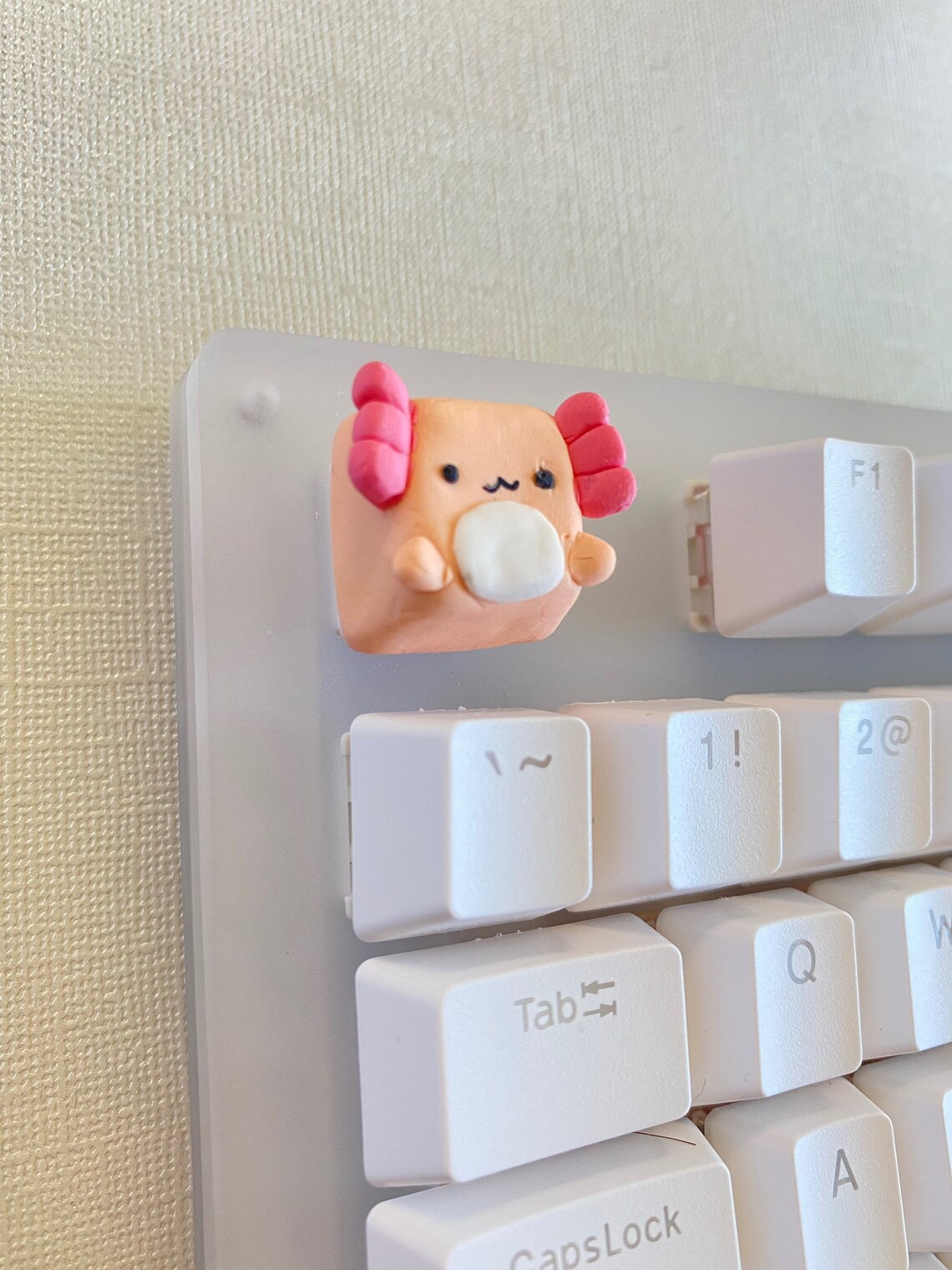 Squishy Peach Axolotl Kawaii Key Cap Keebs Cute Keycaps - Etsy