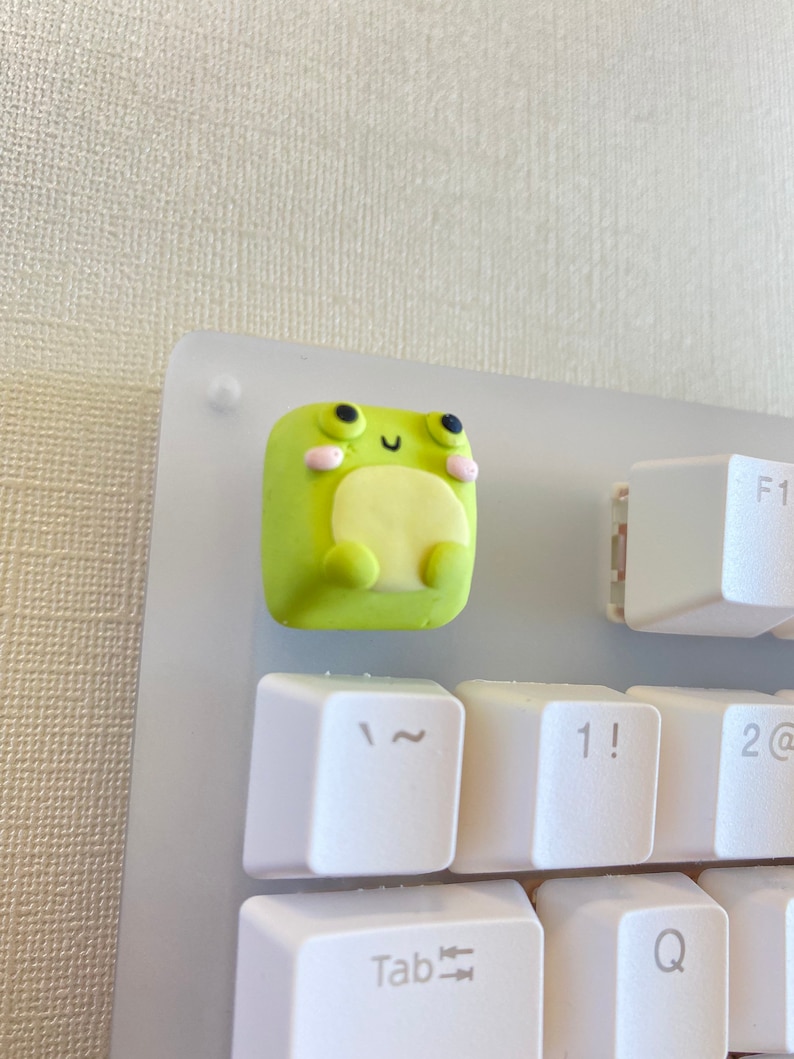 Green Frog Artisan Kawaii Key Cap | Keebs | Cute Keycaps | Clay Keycaps ...