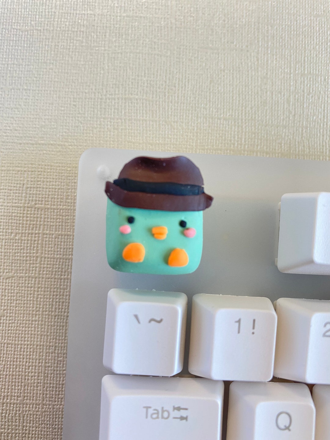 Green Platypus Artisan Kawaii Key Cap | Keebs | Cute Keycaps | Clay ...