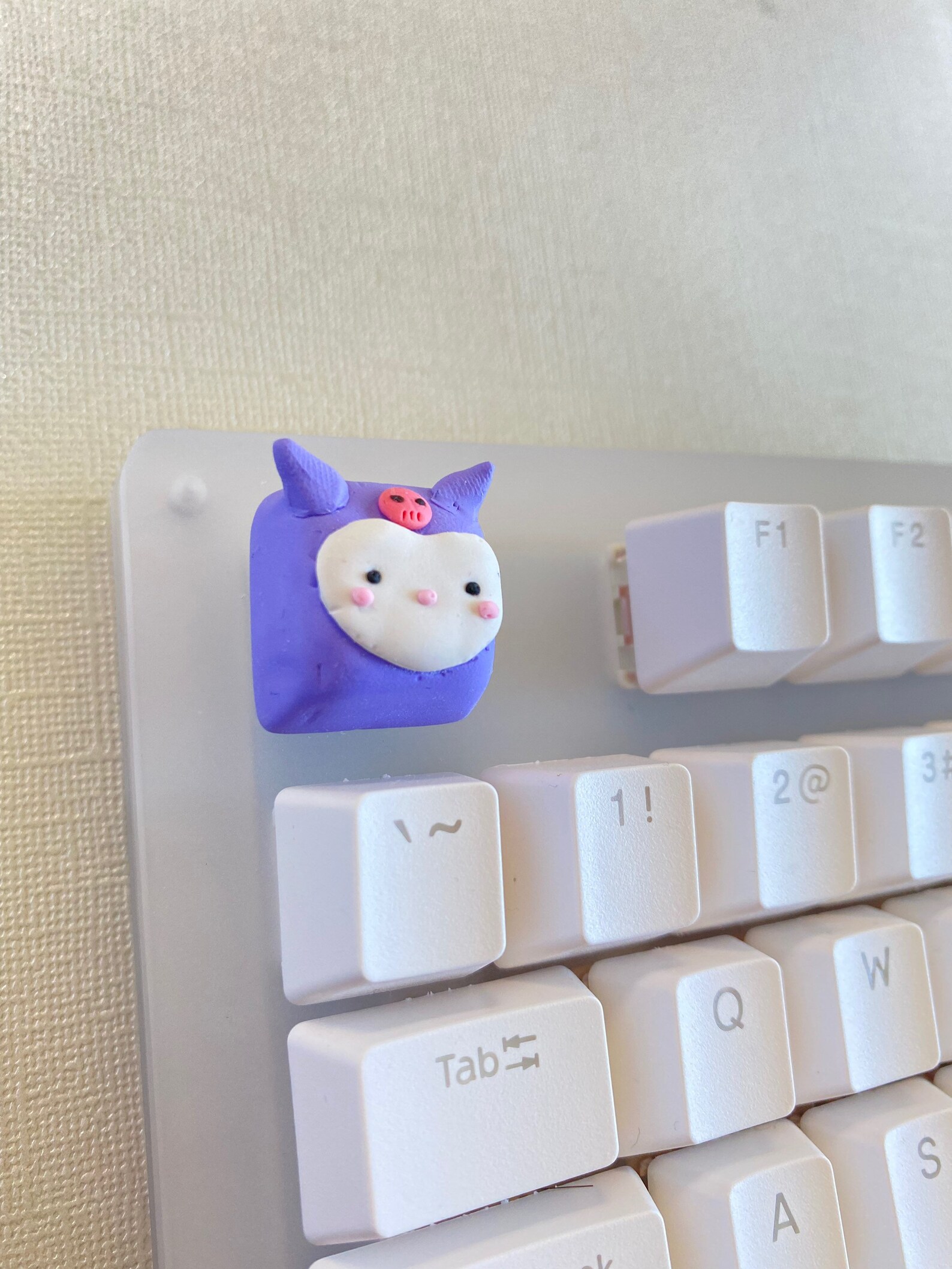 Purple Goth Bunny Kawaii Key Cap Keebs Cute Keycaps Clay Keycaps OEM ...