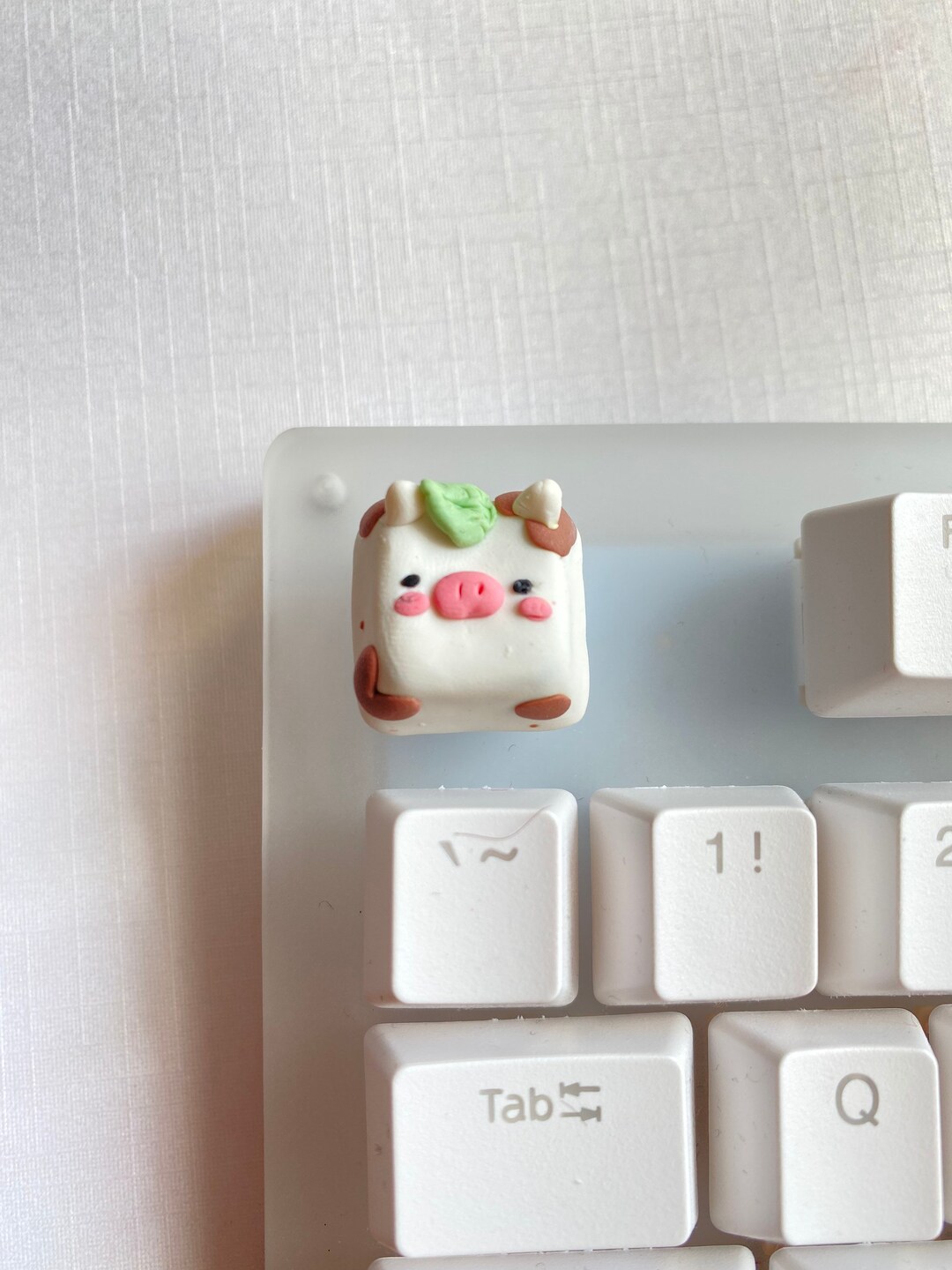 Cute Cow Artisan Kawaii Key Cap | Keebs | Cute Keycaps | Clay Keycaps ...