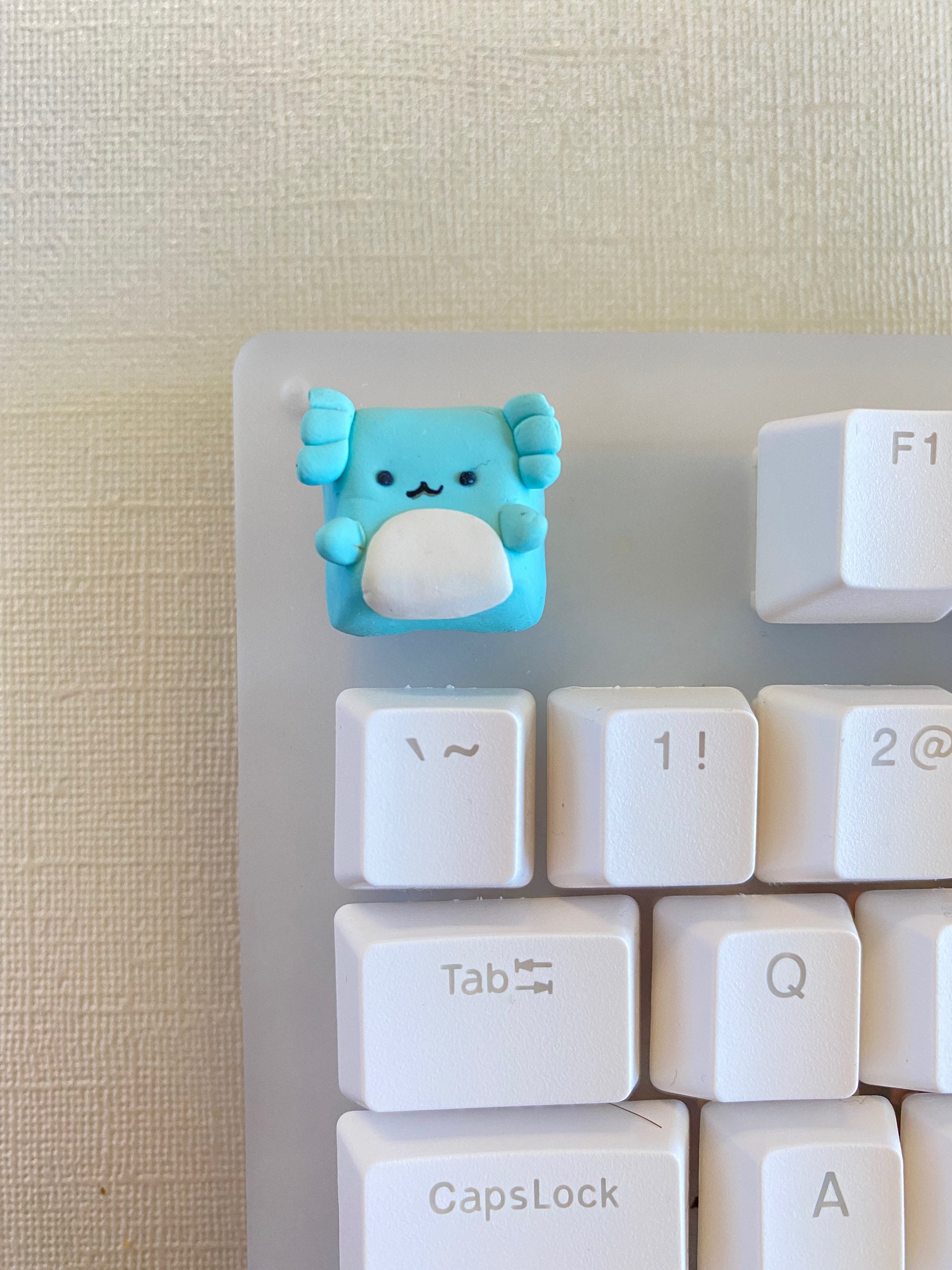 Squishy Blue Axolotl Kawaii Key Cap | Keebs | Cute Keycaps | Clay ...