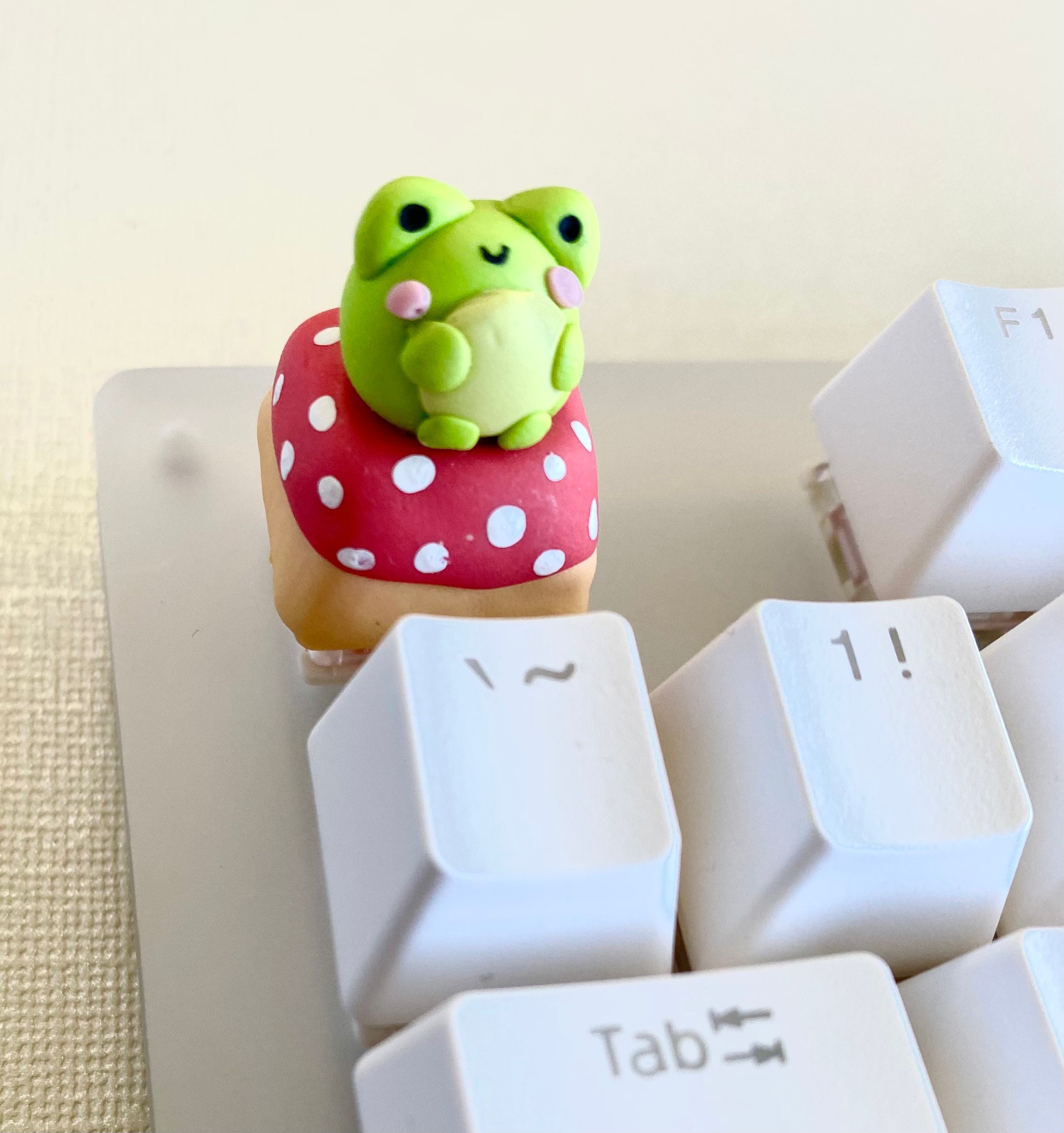 Mushroom Frog Artisan Kawaii Key Cap | Keebs | Cute Keycaps | Clay ...