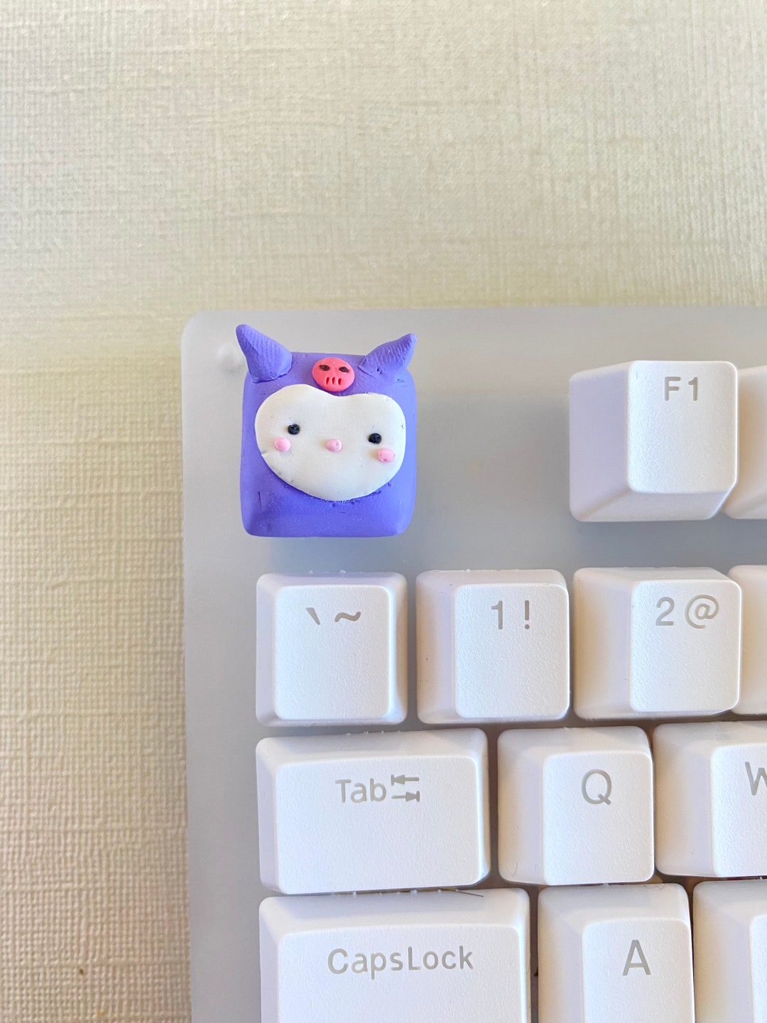 Purple Goth Bunny Kawaii Key Cap | Keebs | Cute Keycaps | Clay Keycaps ...