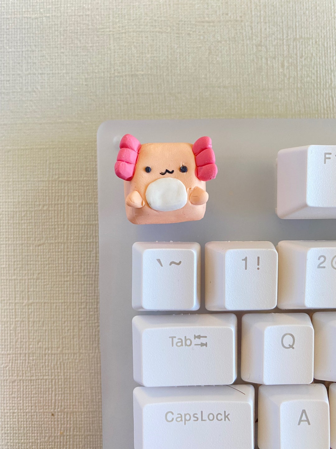 Squishy Peach Axolotl Kawaii Key Cap | Keebs | Cute Keycaps | Clay ...