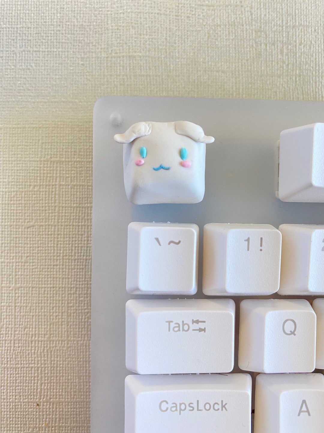 Cute Blue Eye Puppy Bunny Kawaii Key Cap | Keebs | Cute Keycaps | Clay ...