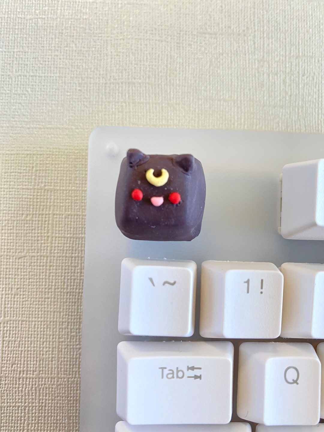 Black Moon Cat Girl Artisan Kawaii Key Cap | Keebs | Cute Keycaps ...