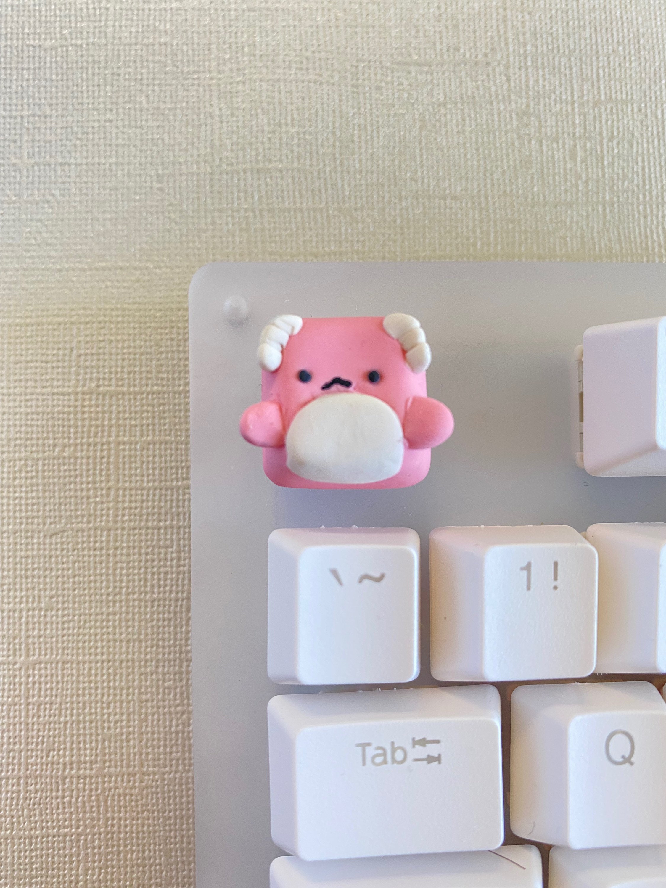 Squishy Pink Axolotl Kawaii Key Cap | Keebs | Cute Keycaps | Clay ...