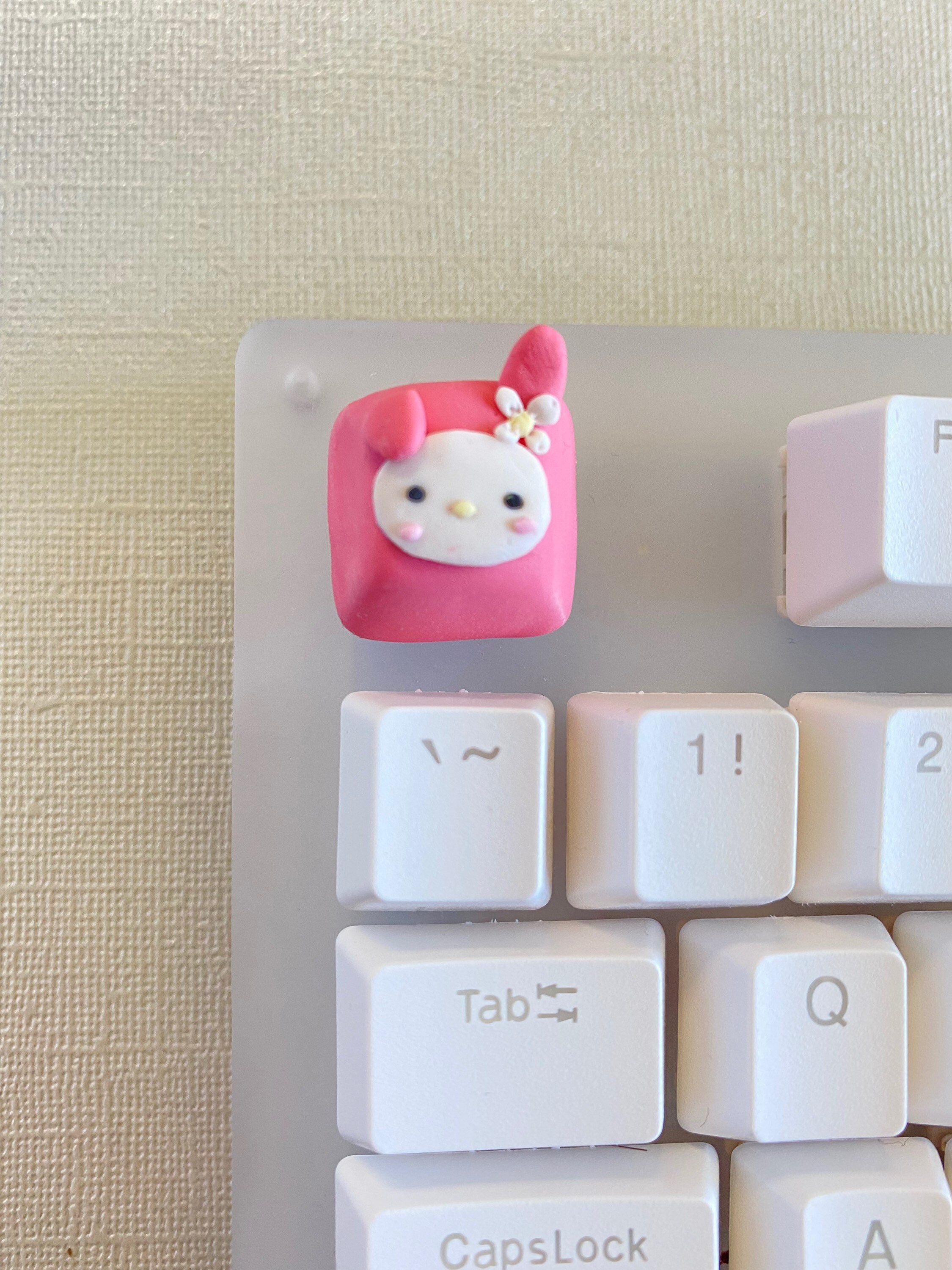 Pink Bunny Daisy Kawaii Key Cap Keebs Cute Keycaps Clay Keycaps OEM ...