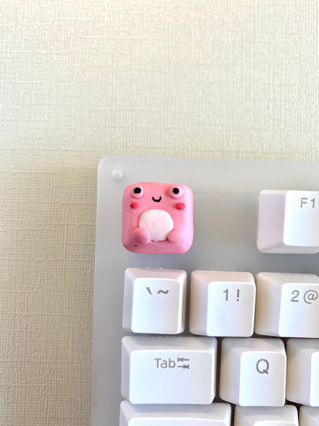 Strawberry Pink Frog Artisan Kawaii Key Cap | Keebs | Cute Keycaps ...