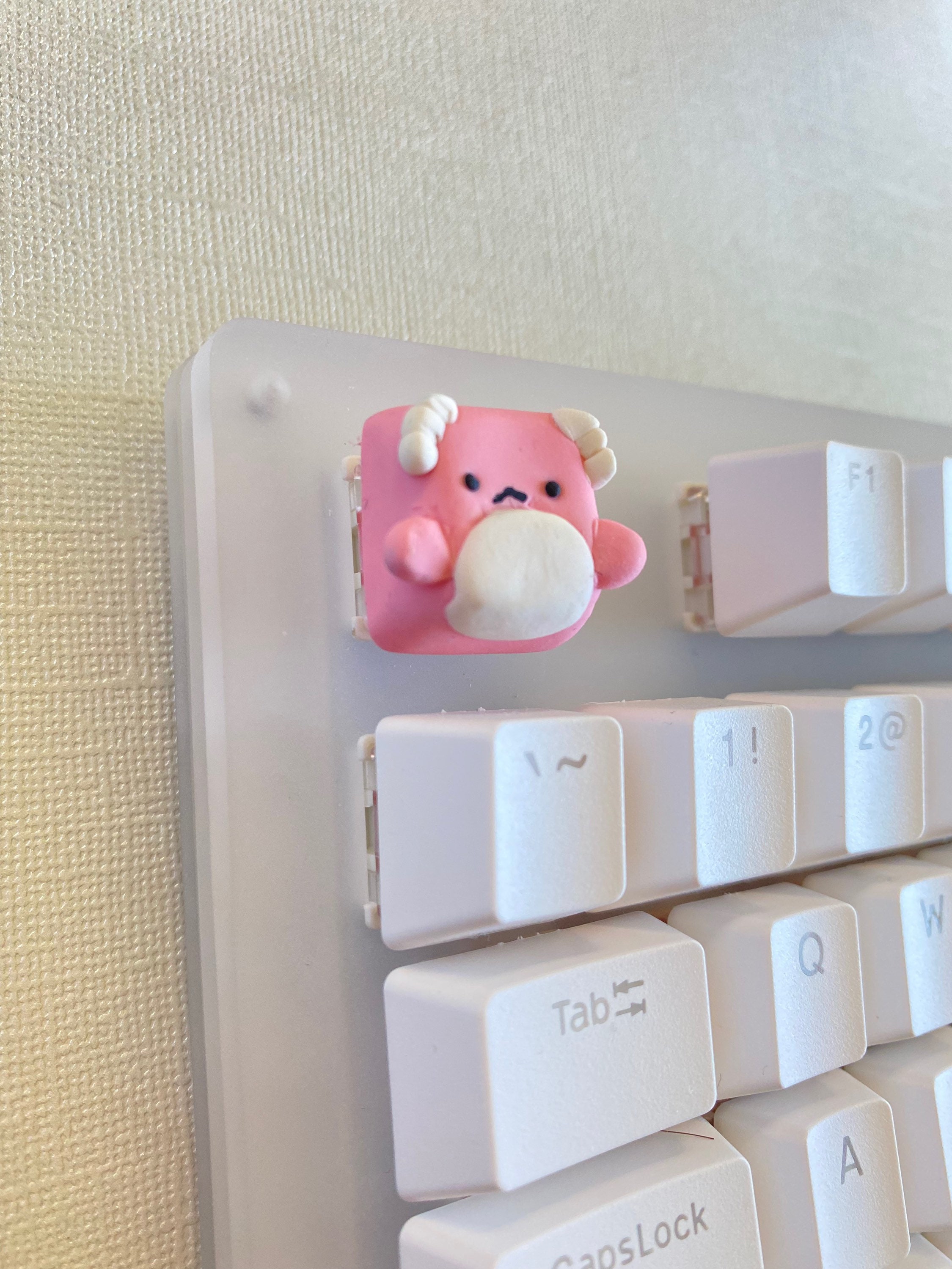 Squishy Pink Axolotl Kawaii Key Cap | Keebs | Cute Keycaps | Clay ...