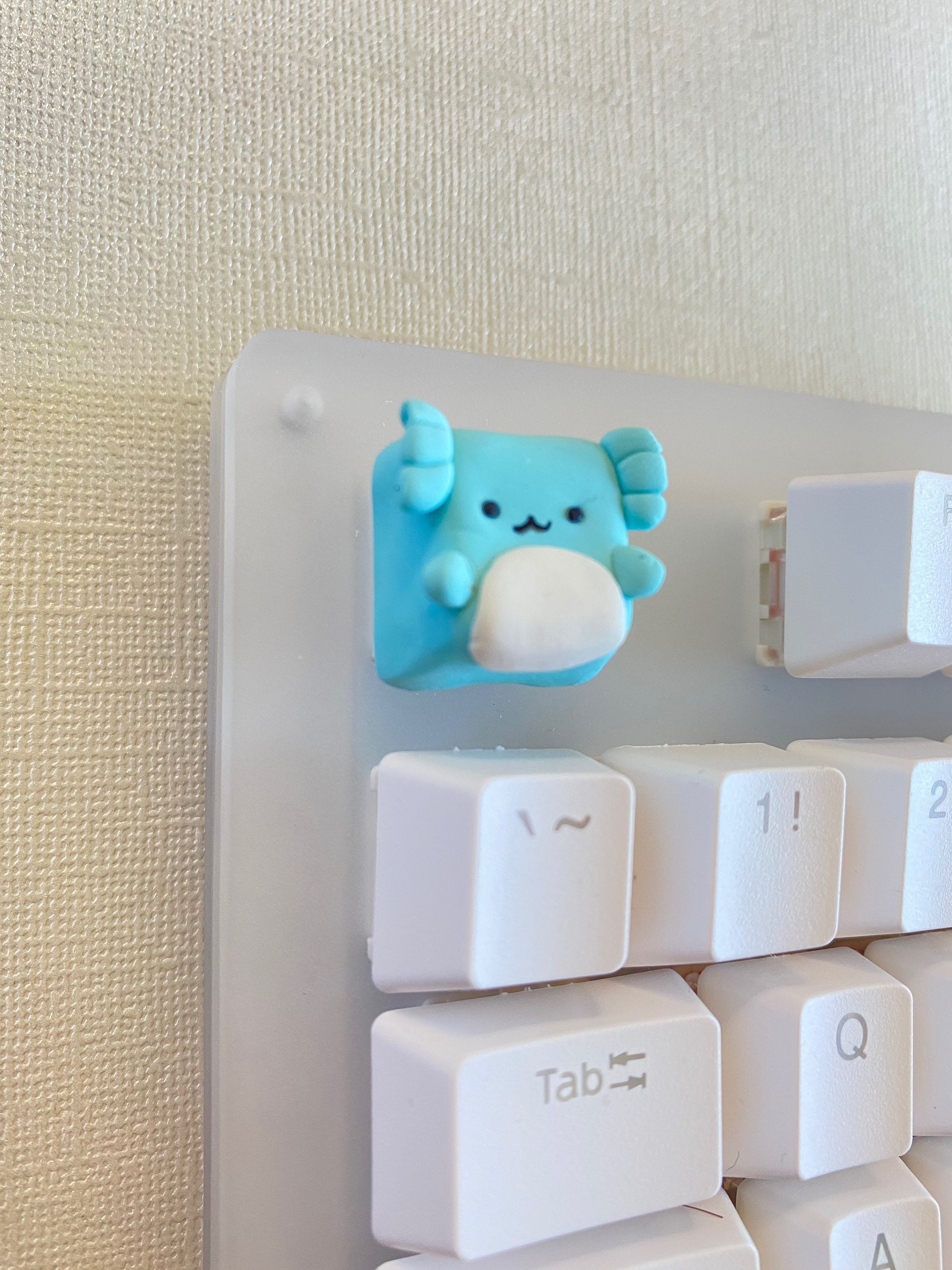 Squishy Blue Axolotl Kawaii Key Cap | Keebs | Cute Keycaps | Clay ...
