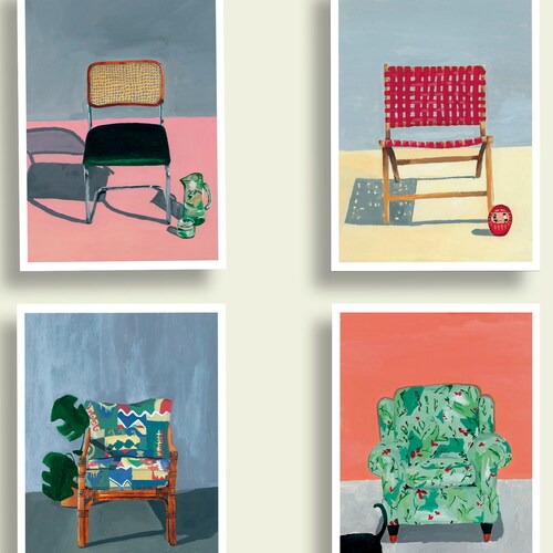 Set of 4 Chairs A4 Prints - Etsy