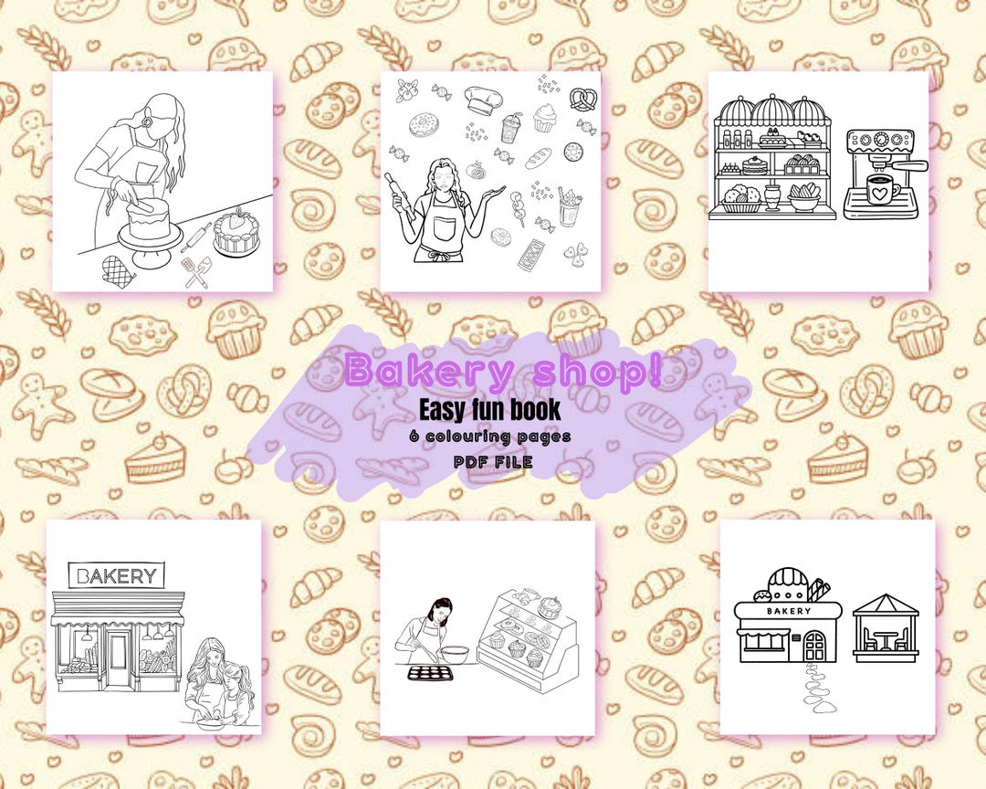 Bakery Shop Digital Colouring Pages - Etsy