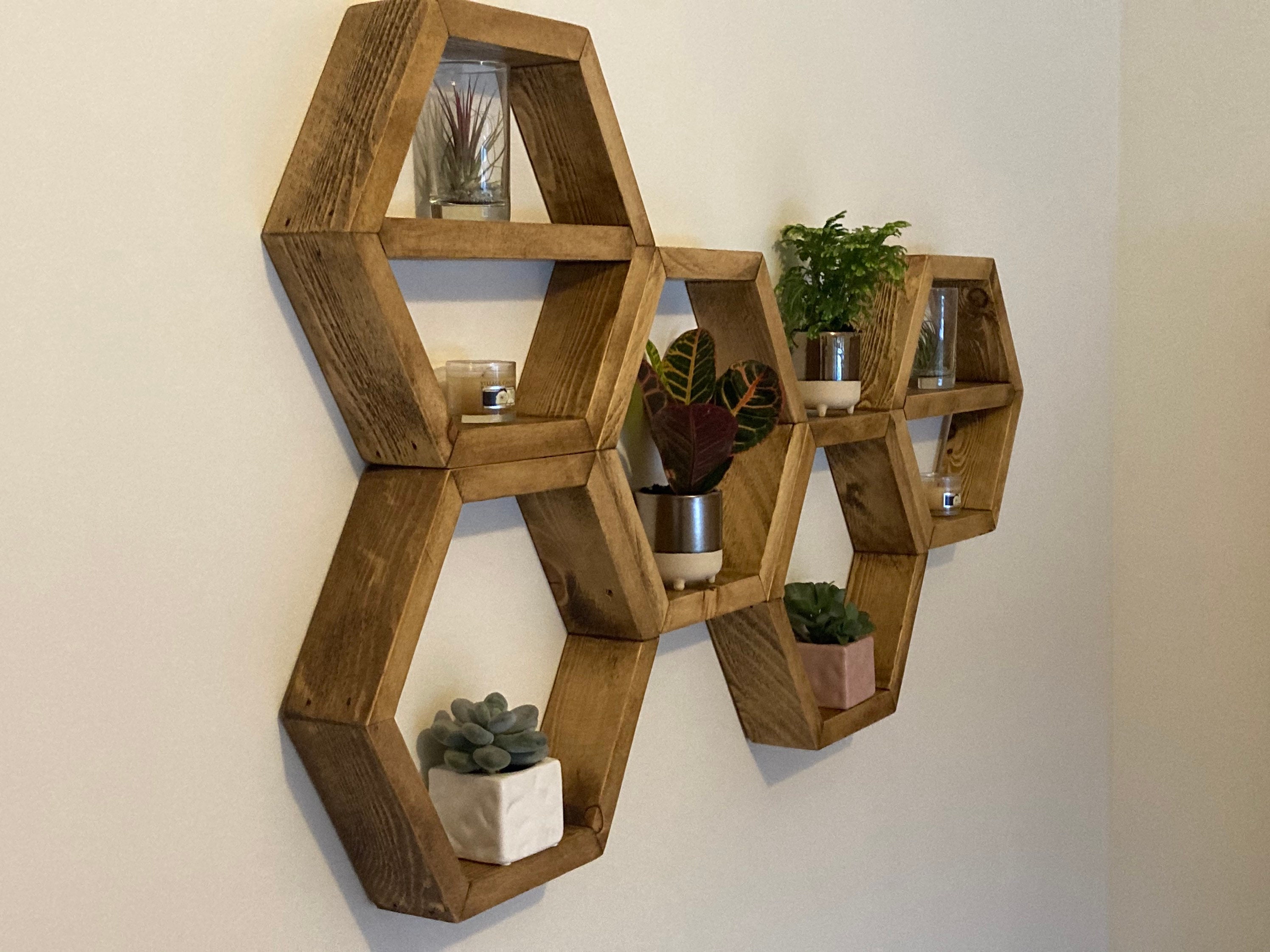 Hexagon shelves wooden shelves floating shelves honeycomb | Etsy