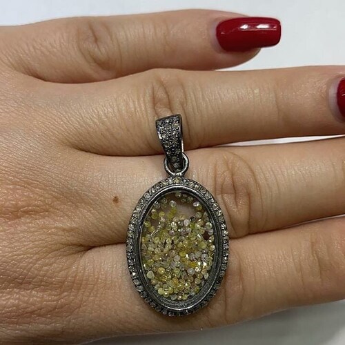 Diamond Shaker Pendant Pave Diamond Design Sterling Silver 925 - Etsy