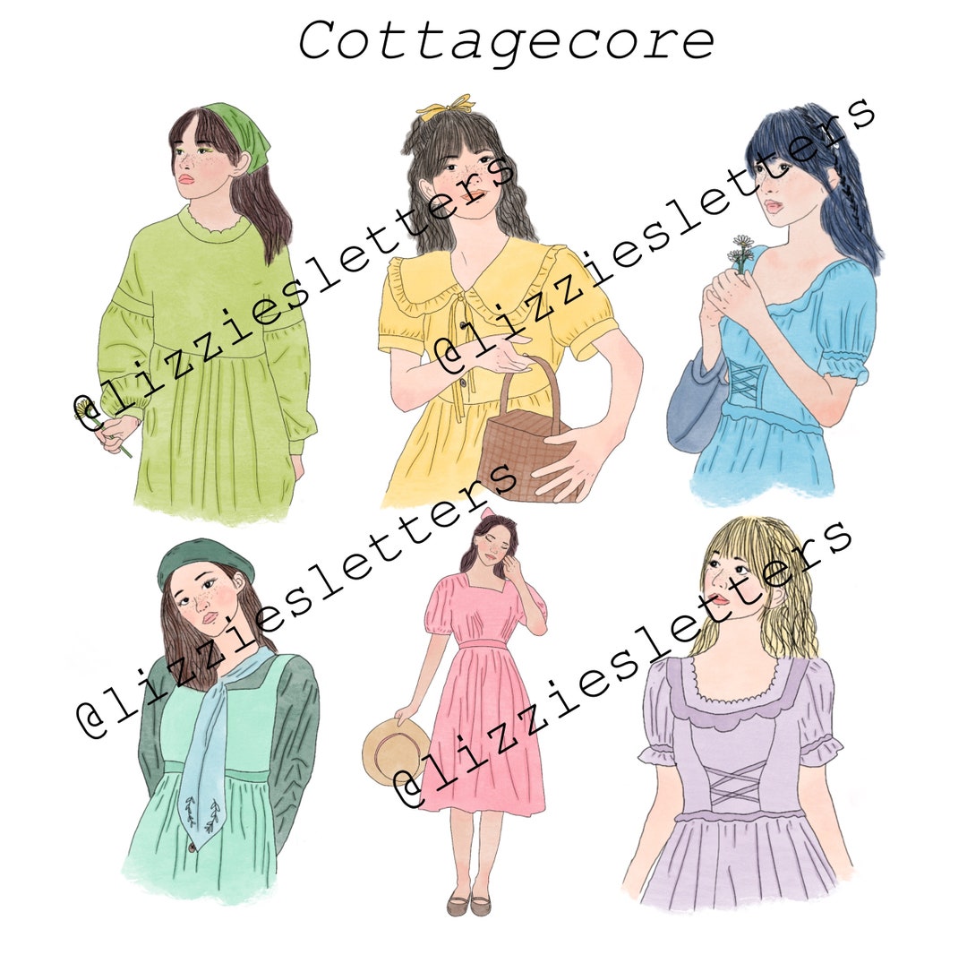 Printable Cottagecore Girl Stickers - Etsy