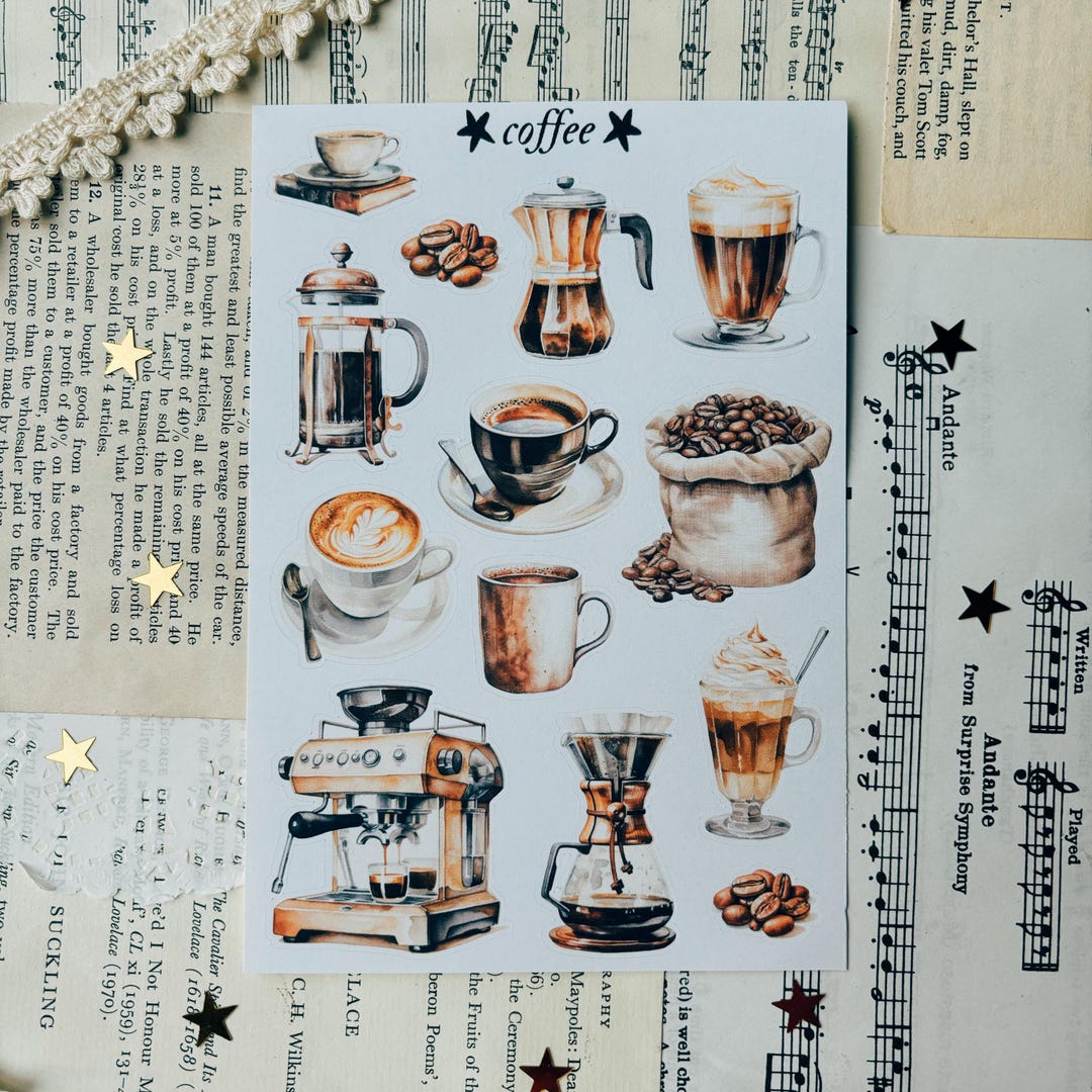 Coffee Sticker Sheet - Etsy