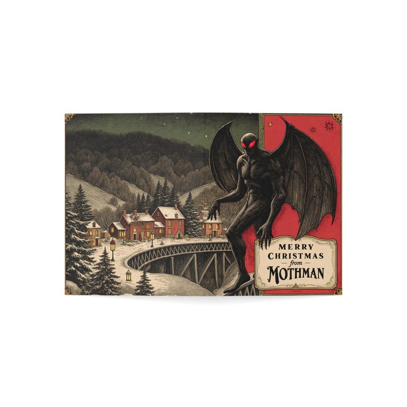 Mothman Christmas Cards, Cryptid Lover Gift, West Virginia, Point ...