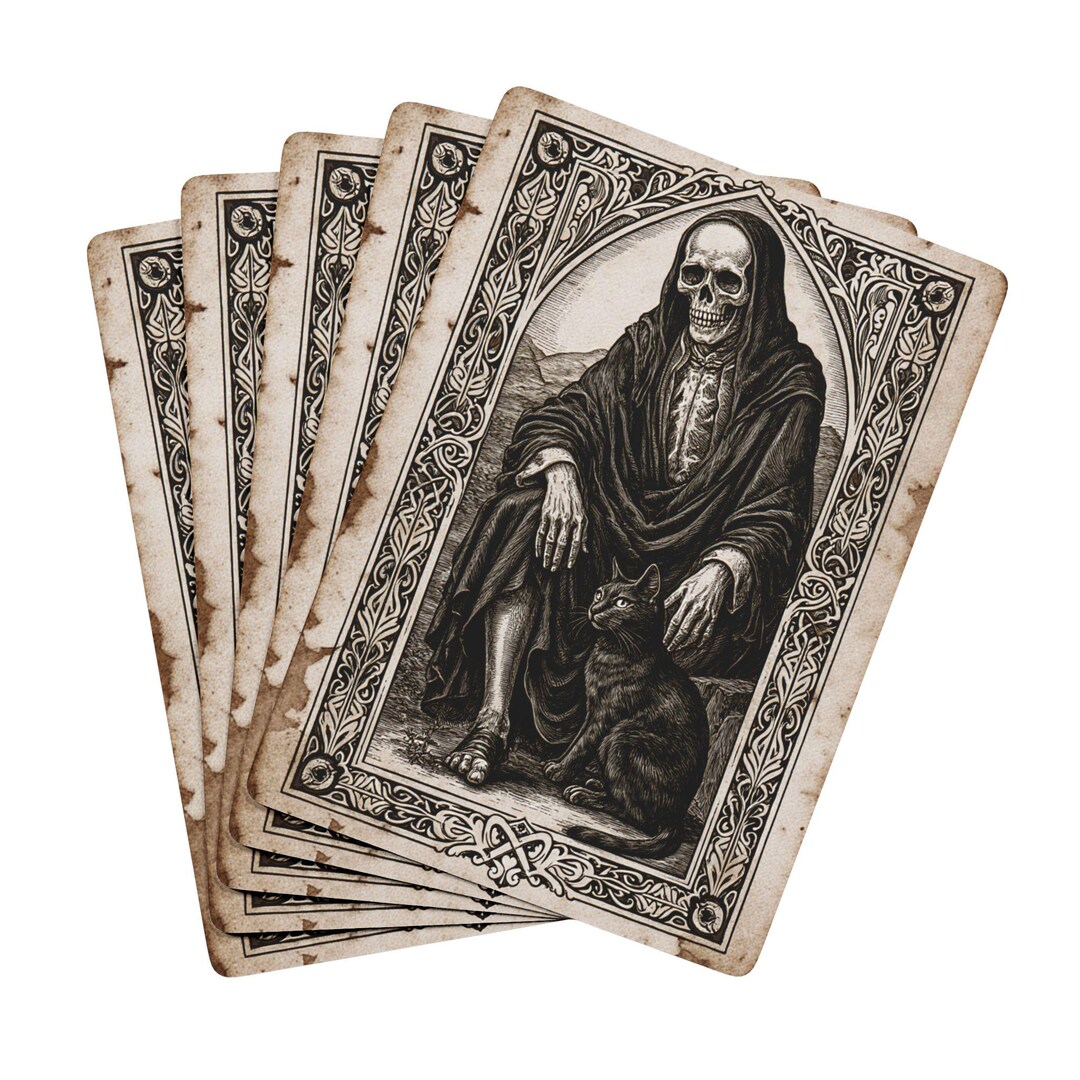 Gothic Death & Cat Playing Cards, Vintage Style Deck - Etsy