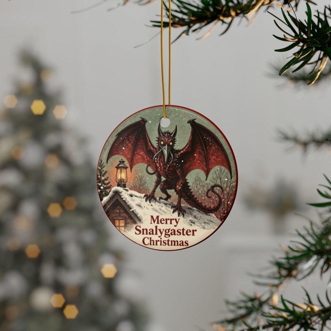 Merry Snallygaster Cryptid Ornament | Ceramic 2-sided Maryland ...