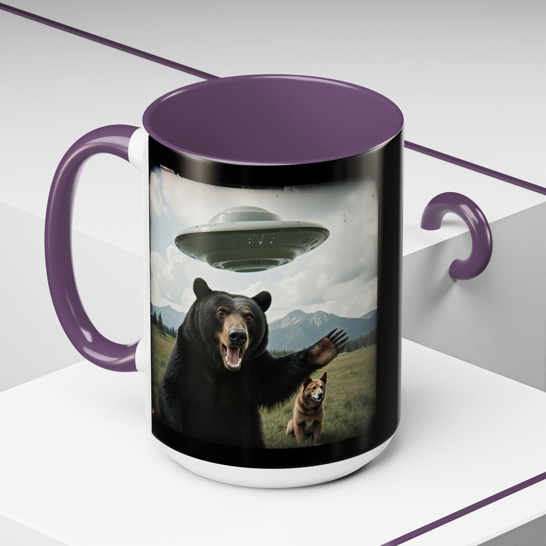 Bear UFO Selfie Mug: Funny Whimsical Coffee Cup - Etsy