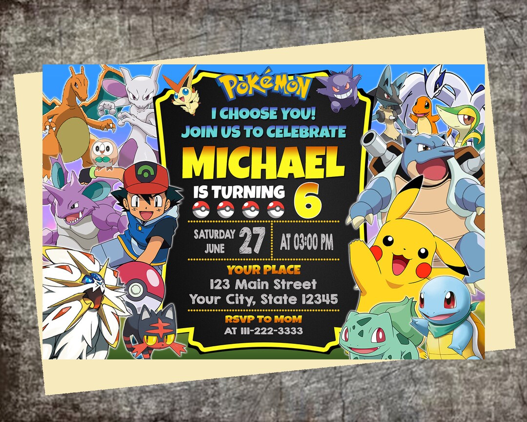 Pokemon Invitation Personalized Invitation 5x7 or - Etsy