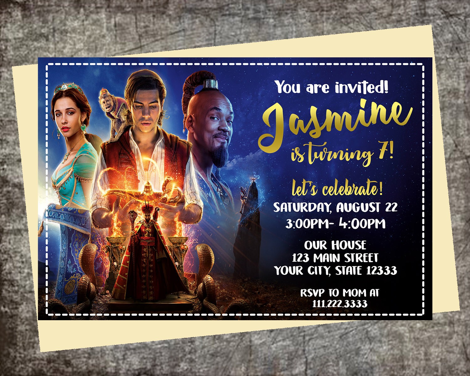 Aladdin Invitation, Personalized Invitation 5x7" or 4x6" - Etsy