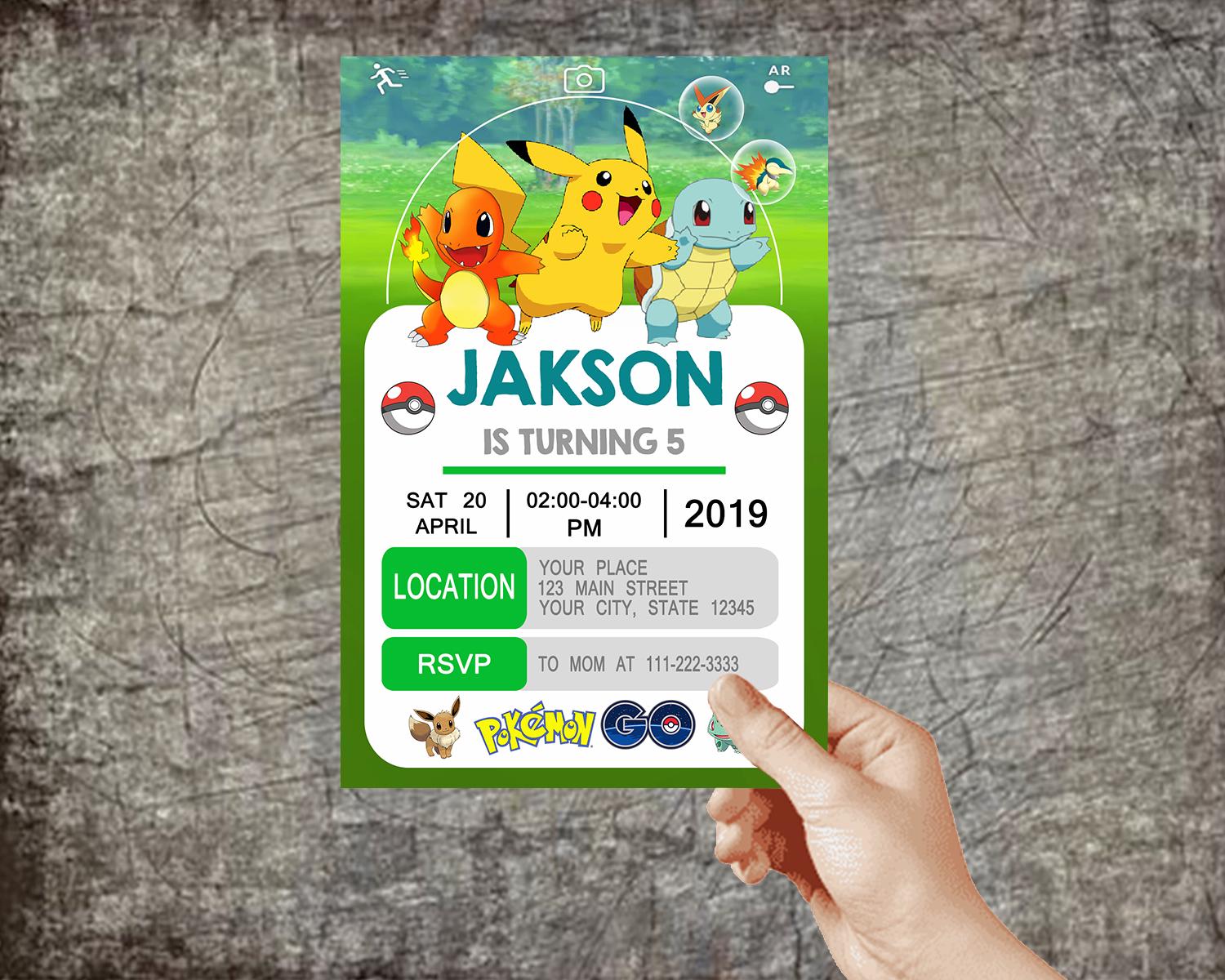 Pokemon Invitation, Personalized Invitation 5x7 or 4x6 - Etsy