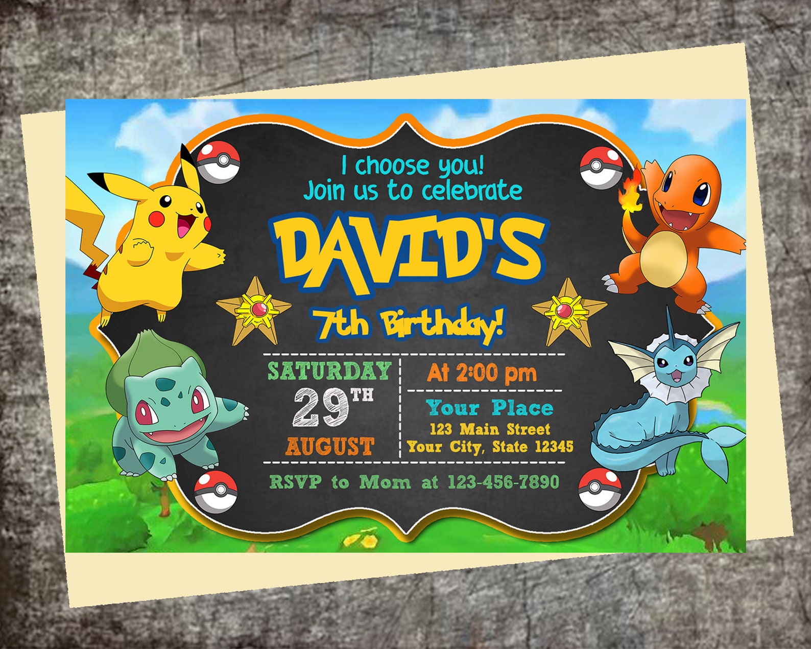 Pokemon Invitation Personalized Invitation 5x7 or - Etsy