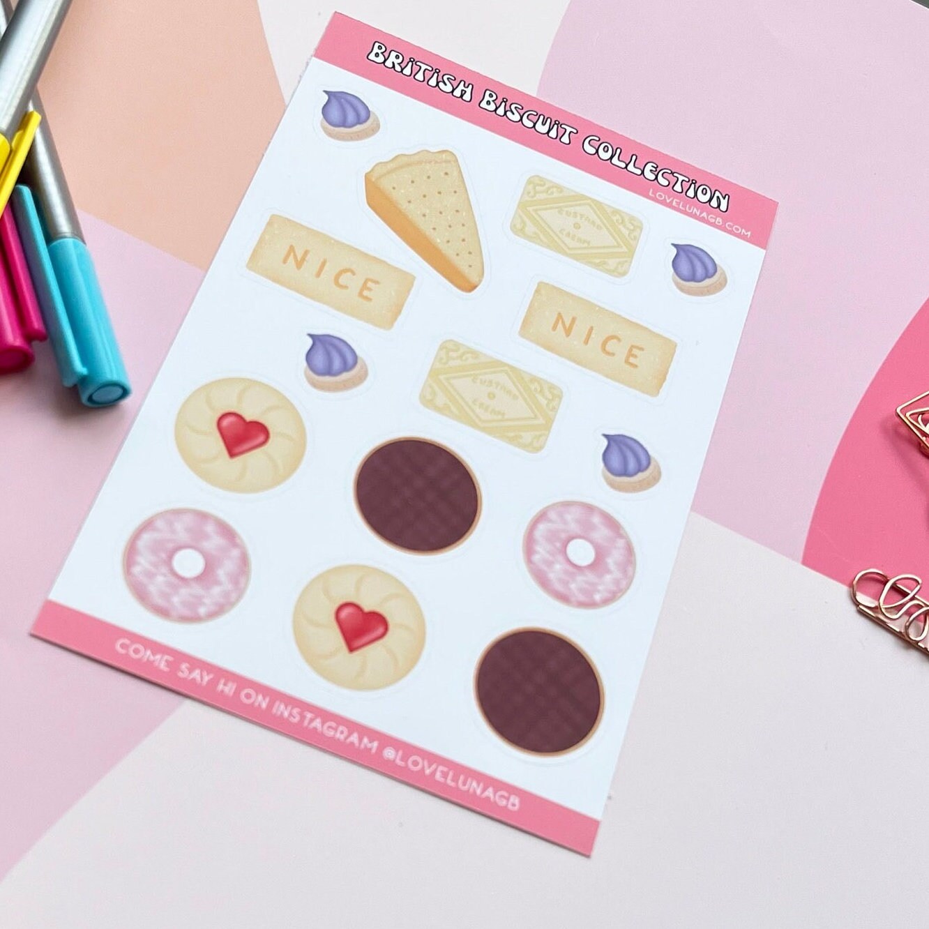 Retro British Biscuits Sticker Sheet, Kisscut Planner Stickers, Cute ...