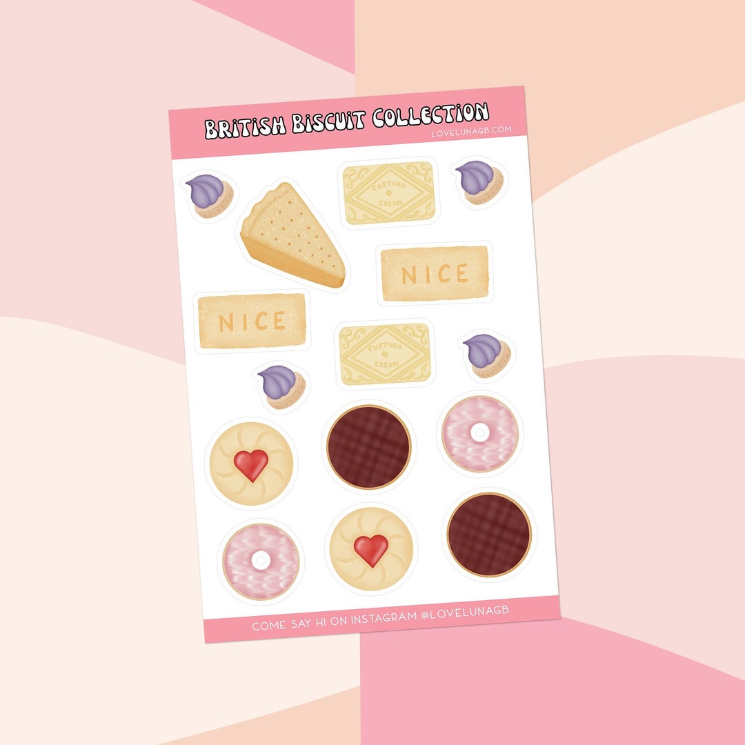 Retro British Biscuits Sticker Sheet, Kisscut Planner Stickers, Cute ...