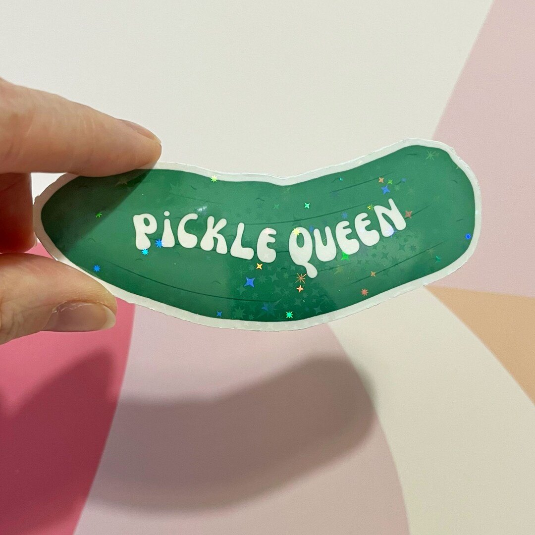 Pickle Queen Funny Sparkly Vinyl Sticker, Waterproof Die Cut Sticker ...