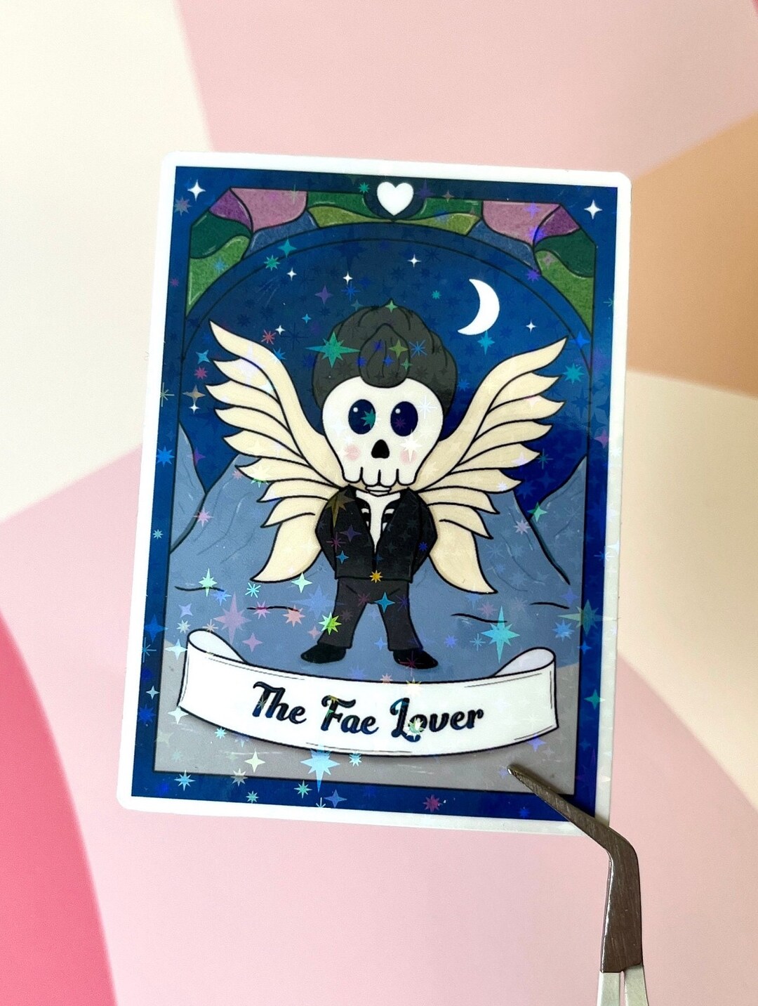 Fae Lover Skeleton Sparkly Vinyl Sticker, Fantasy Die Cut Sticker ...