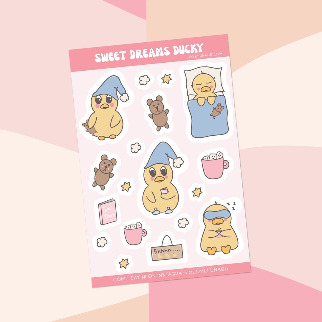 Ducky and Ted Planner Sticker Sheet, Kisscut Pastel Stickers, Cute ...