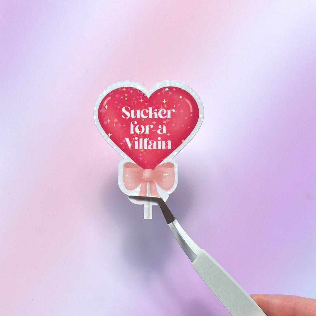 Sucker for A Villain Sparkly Sticker, Fictional Villain Decal for ...