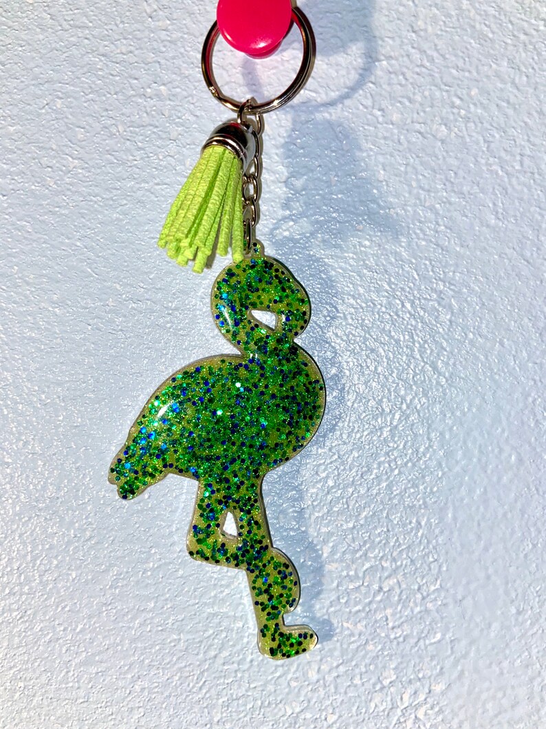 Flamingo Keychain Stand Tall Pink Bird Acrylic Keychain - Etsy