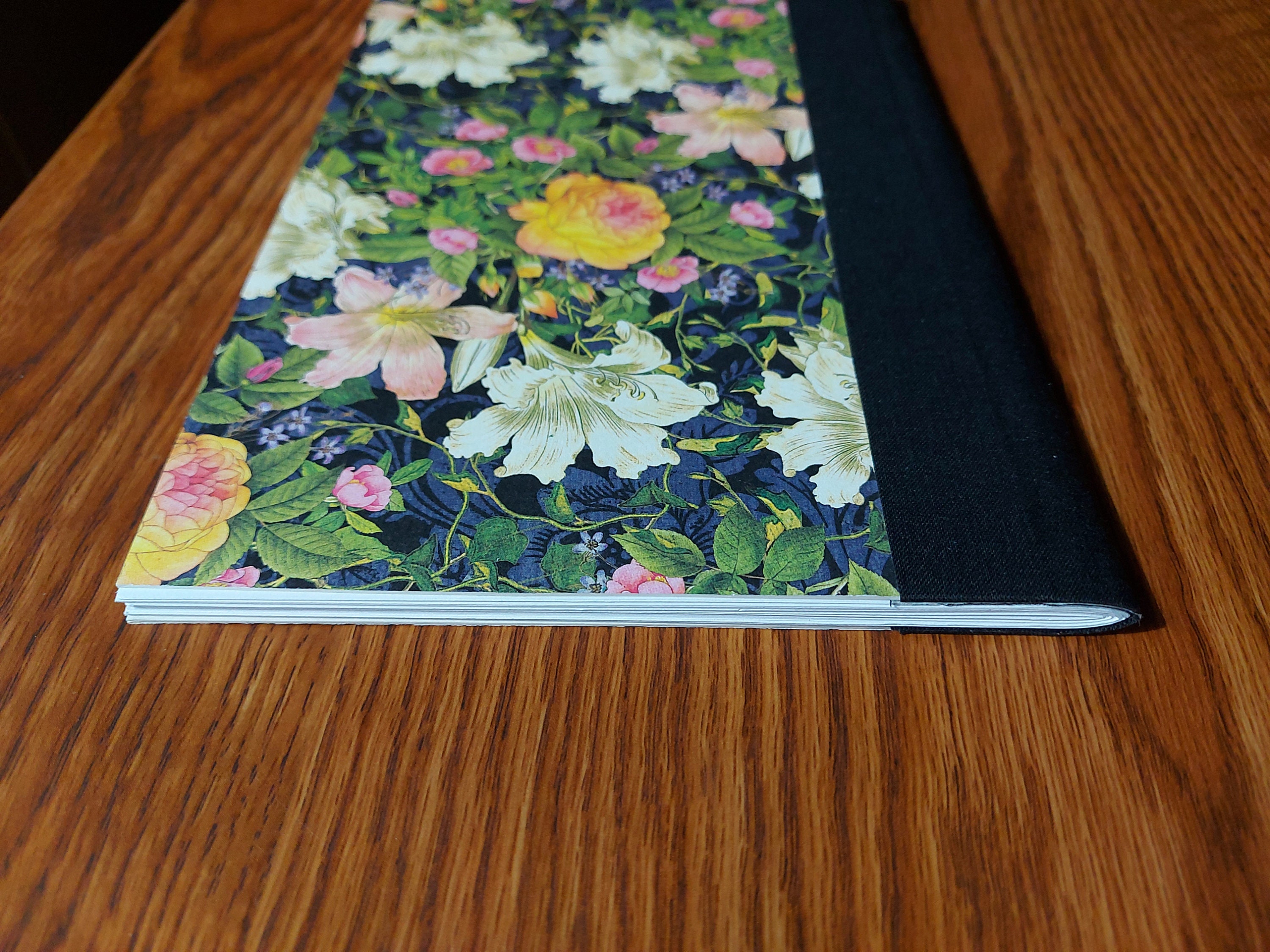 Handmade notebook Black florals Elegant floral notebook | Etsy