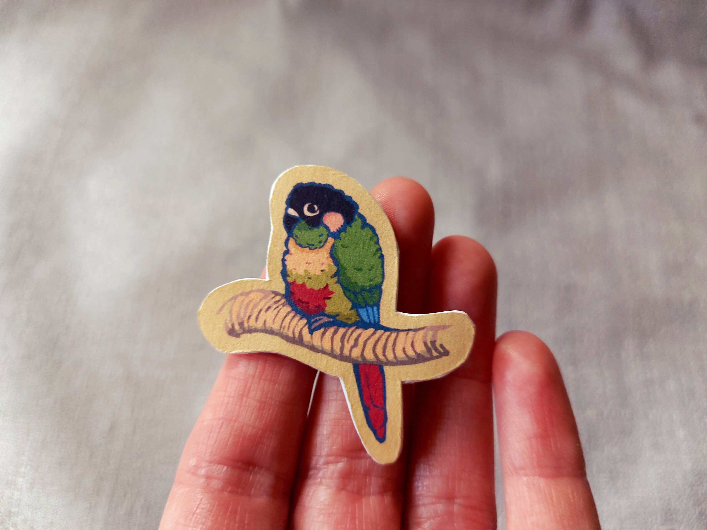 Green Cheek Conure Pin/badge/brooch - Customizable - Handmade - Etsy