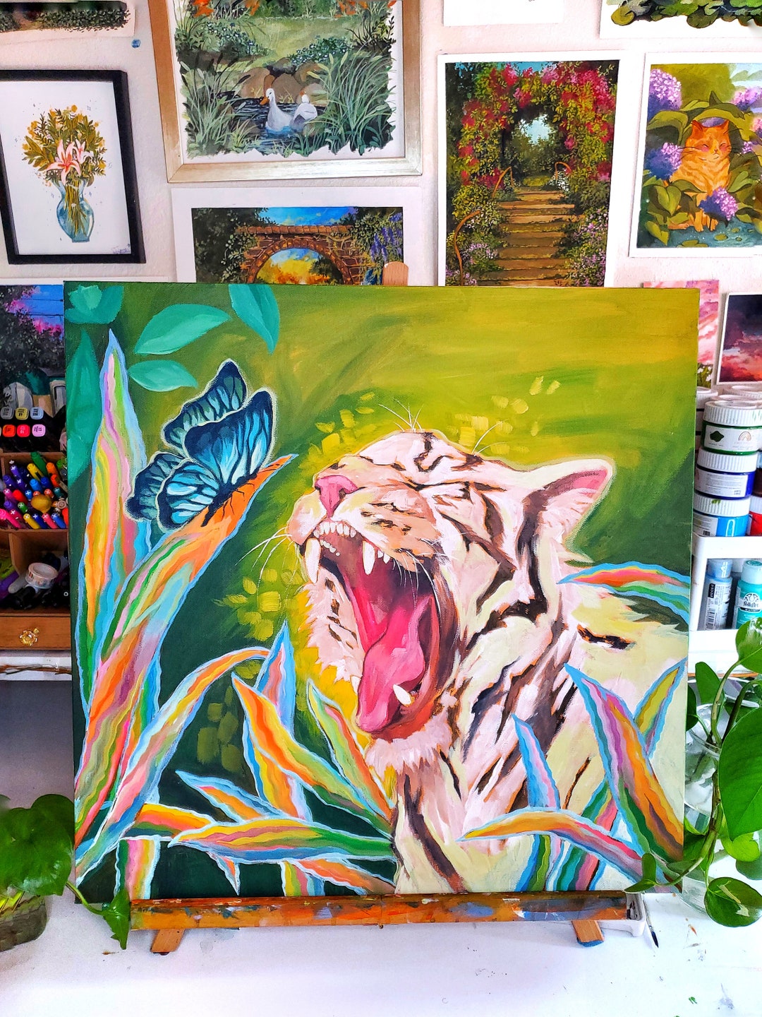 Original Hand Painted Tiger Art, Tiger Painting, Original Painting ...