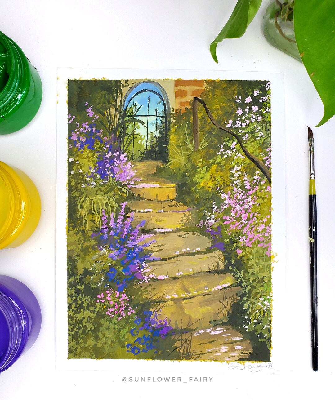 Overgrown Floral Path, Original Fine Art, Home Decor, Gift, Wall Art ...